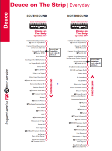 Bus stops for the Deuce - The Las Vegas Strip Bus System's Route